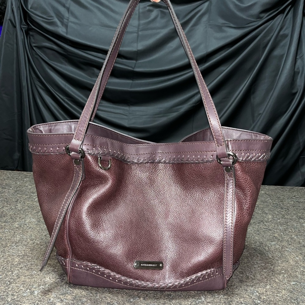 Burberry Dark Chocolate Brown Leather Tote Shoulder B… - Gem